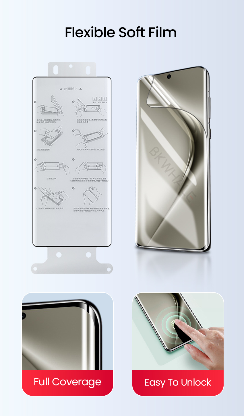 BKWHALE Curved screen protector film For Huawei Pura70 Pro P60 P50 P40 ...