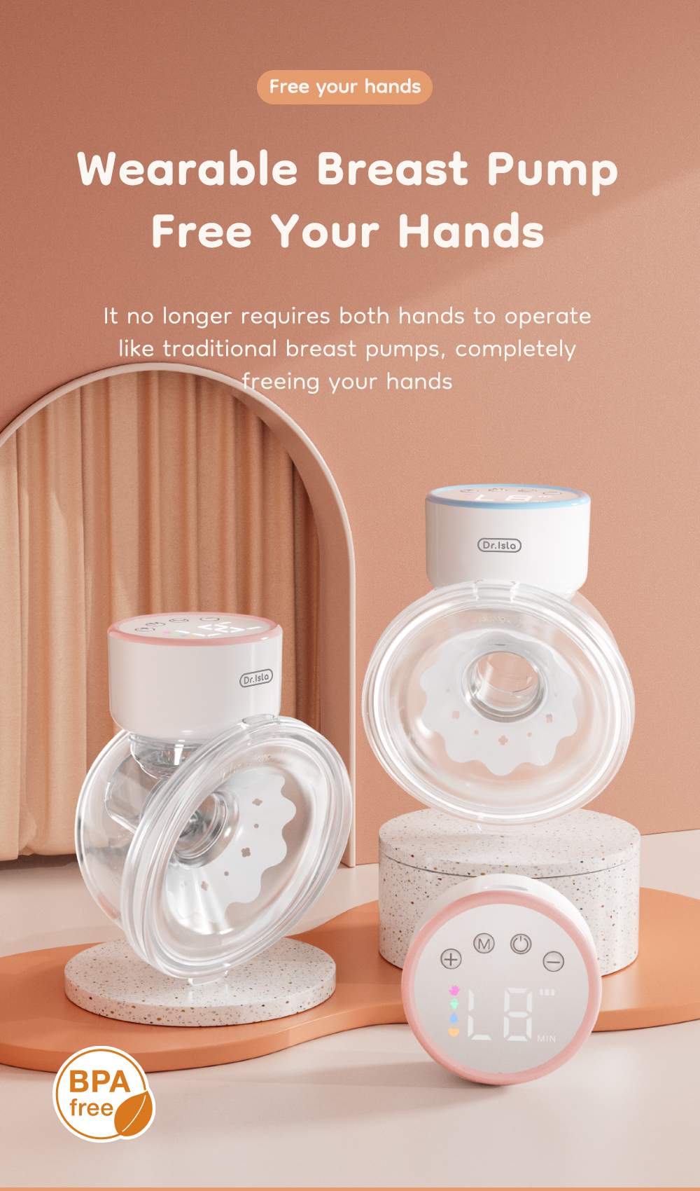 Dr.Isla 2PCS Electric Breast Pump Low Noise Hands-Free 4 Mode Level 12 ...