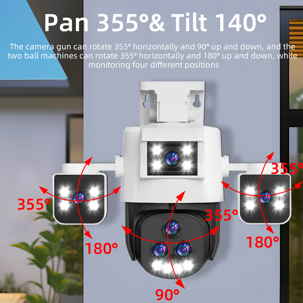 LLSEE 20MP five lens 20x optical zoom 8K waterproof outdoor CCTV home WIFI wireless PTZ 360 IP ...