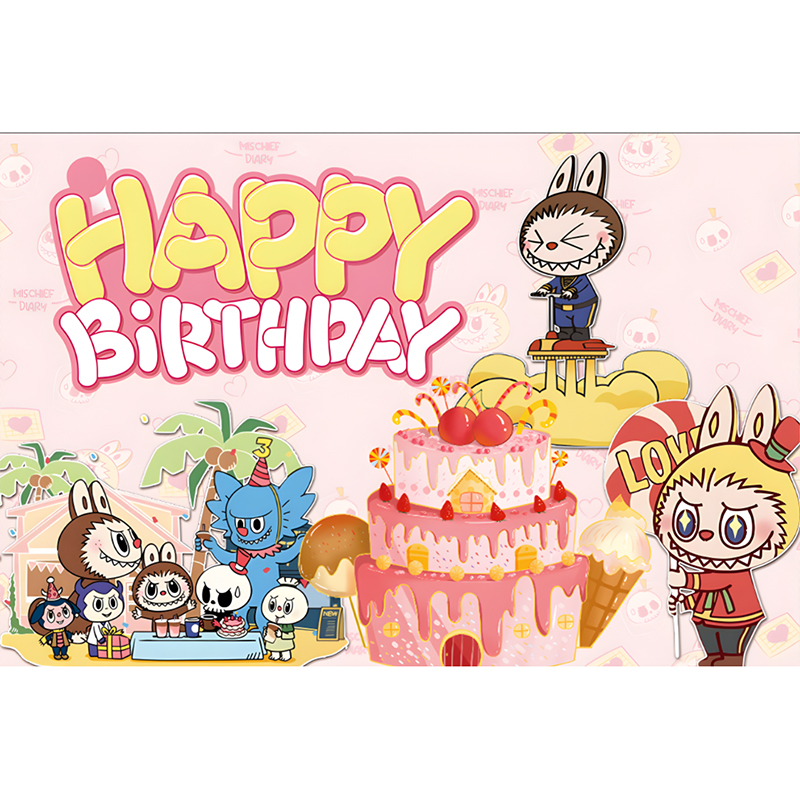 Labubu Theme Birthday Party Balloons Birthday Backdrop Background Cloth ...