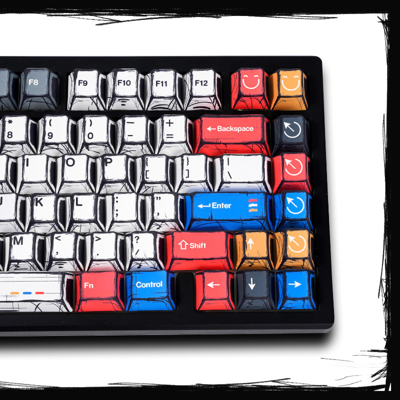 Manga Battle Damage Style 129Keys/set PBT Keycaps Cherry Profile 5-Side ...