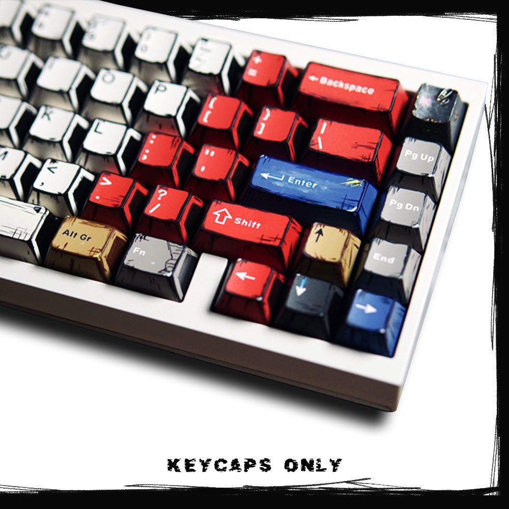 Manga Battle Damage Style 141Keys/set PBT Keycaps Cherry Profile 5-Side ...