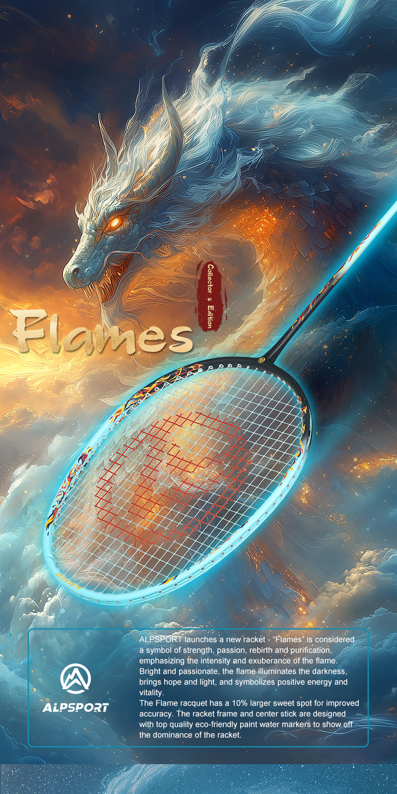 ALPSPORT Flame Composite Carbon Fiber Balanced Badminton Racket Default ...