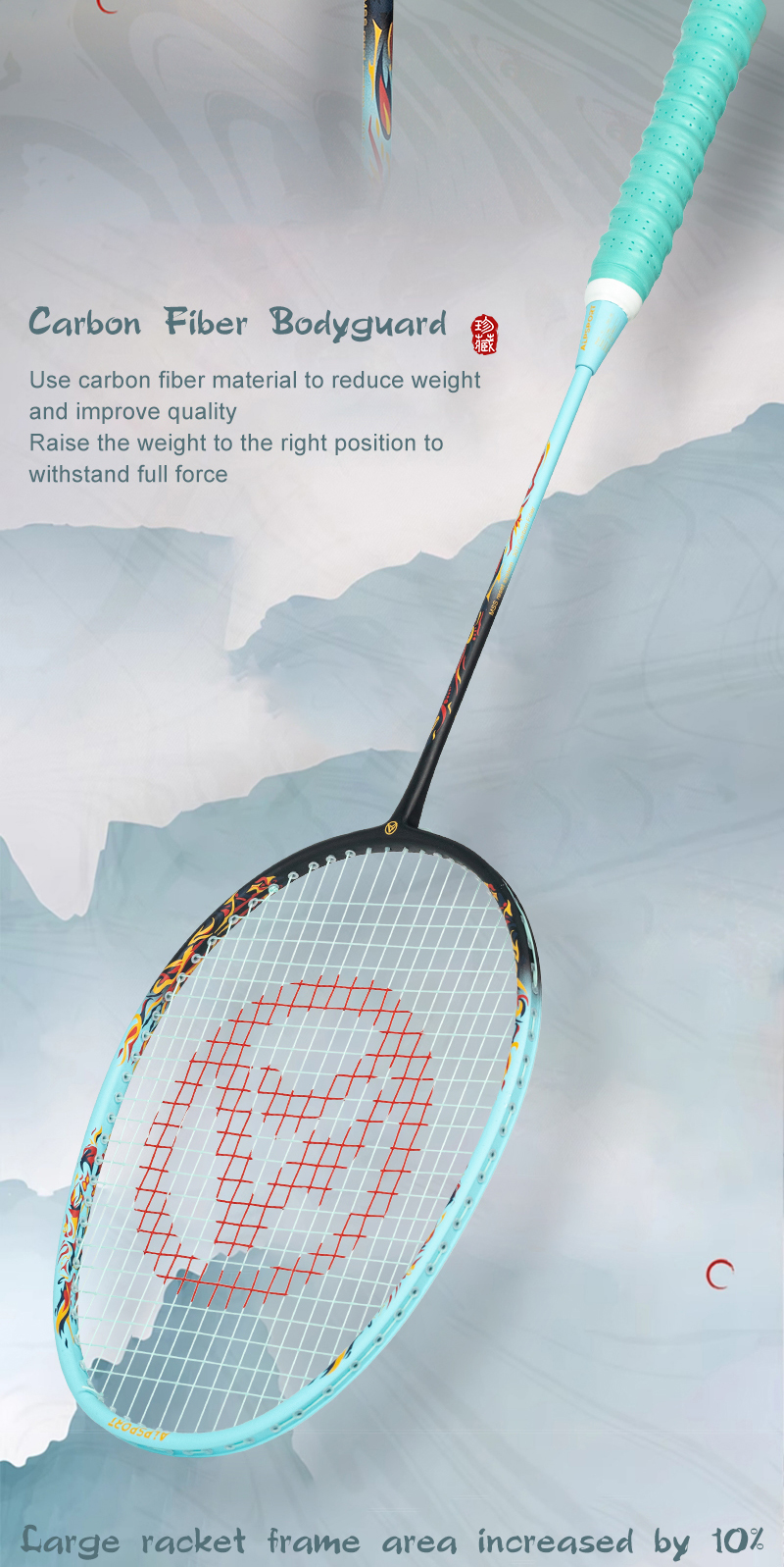 ALPSPORT Flame Composite Carbon Fiber Balanced Badminton Racket Default ...
