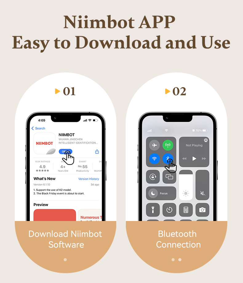 Niimbot 2 Rolls B1/B21/B3S White Label Sticker Waterproof Oil Proof No ...