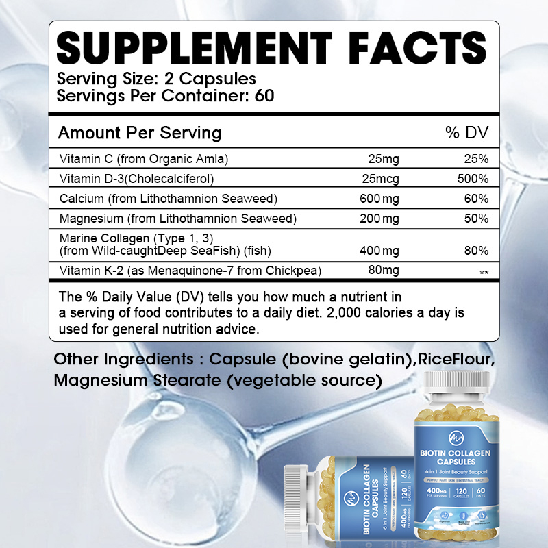 Minch Biotin Collagen Keratin Capsules Magnesium Vitamin D3 K2 Anti ...