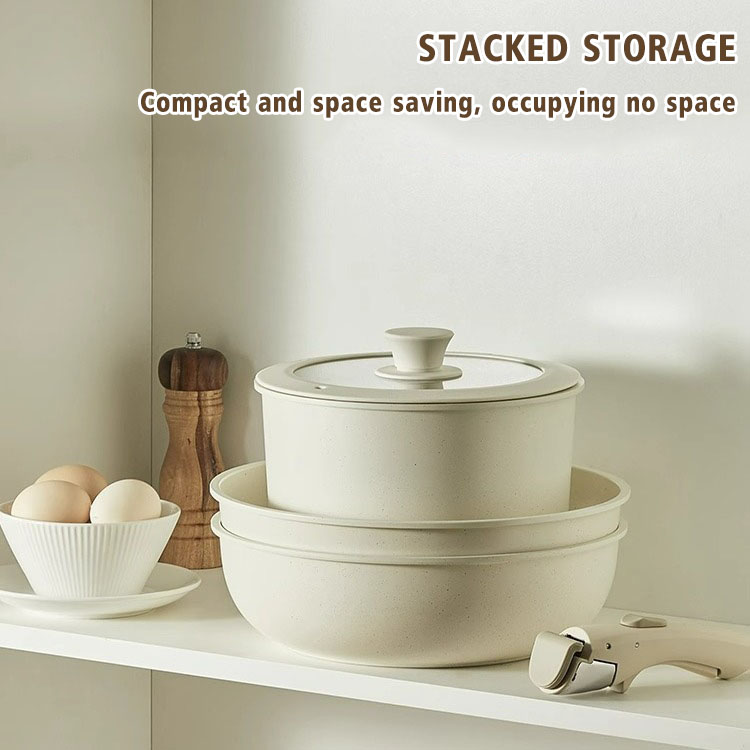 【LEUSE】Non-stick cookware set - 5-piece set with removable handles ...