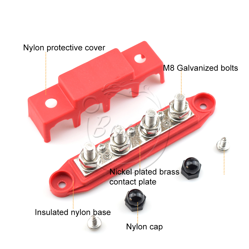 4 Post Power Distribution Block Terminal Screw Bus Bar M8 M10 High Current Wiring Stud Battery ...