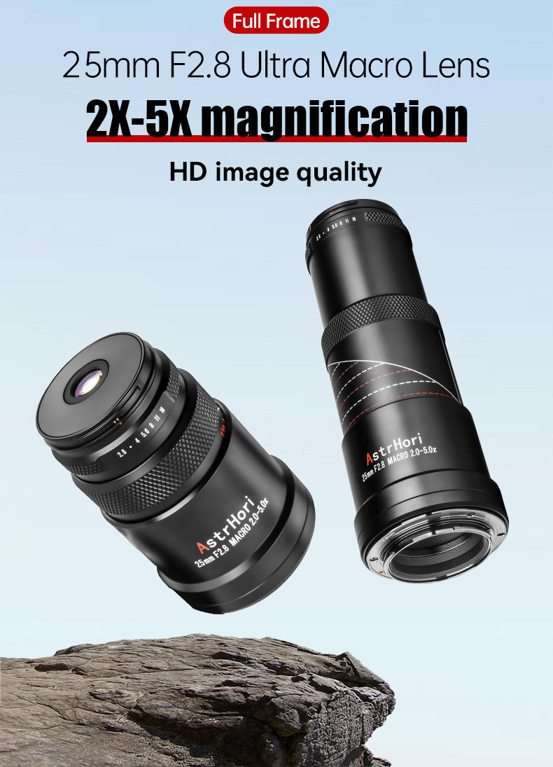AstrHori 25mm F2.8 2-5X Ultra Macro Full Frame Manual Focus lens ...