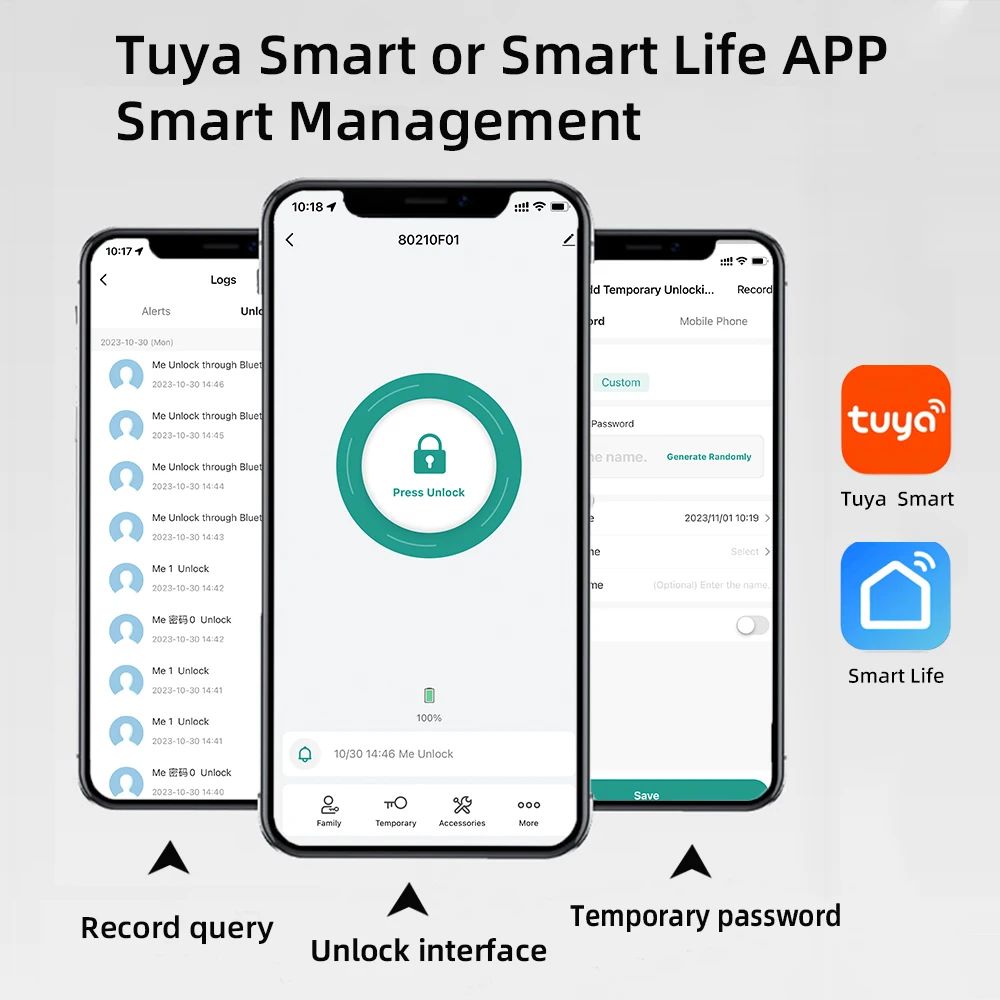 TTlock Tuya Bluetooth Lock TTlock & Tuya Smart Lock Round Handle ...