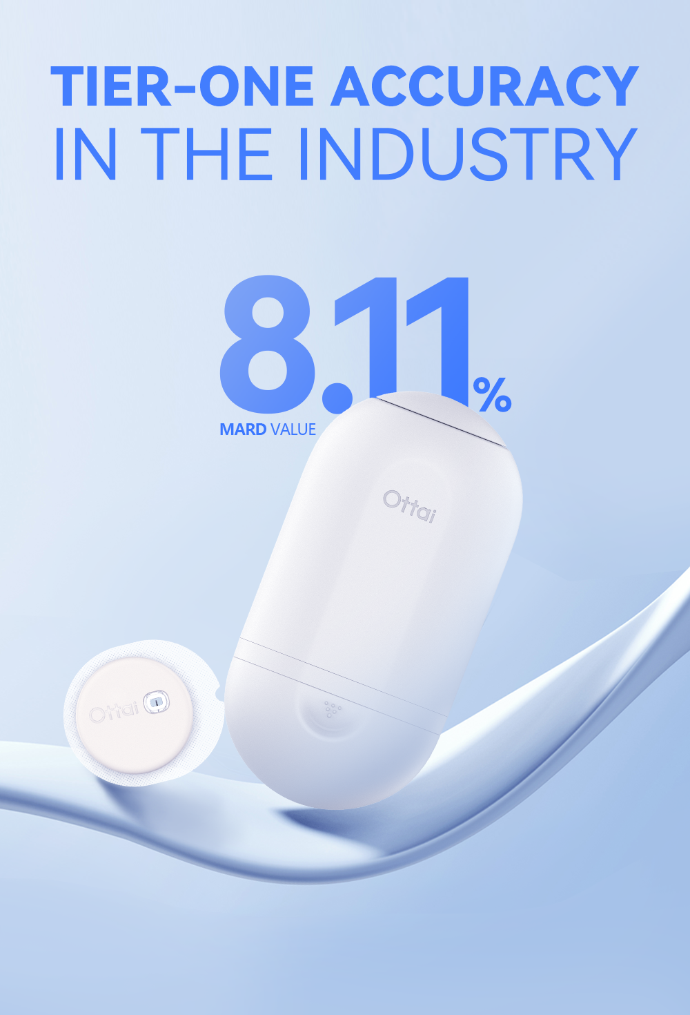 Ottai Continuous Glucose Monitoring System 24h Real-time Blood Sugar ...