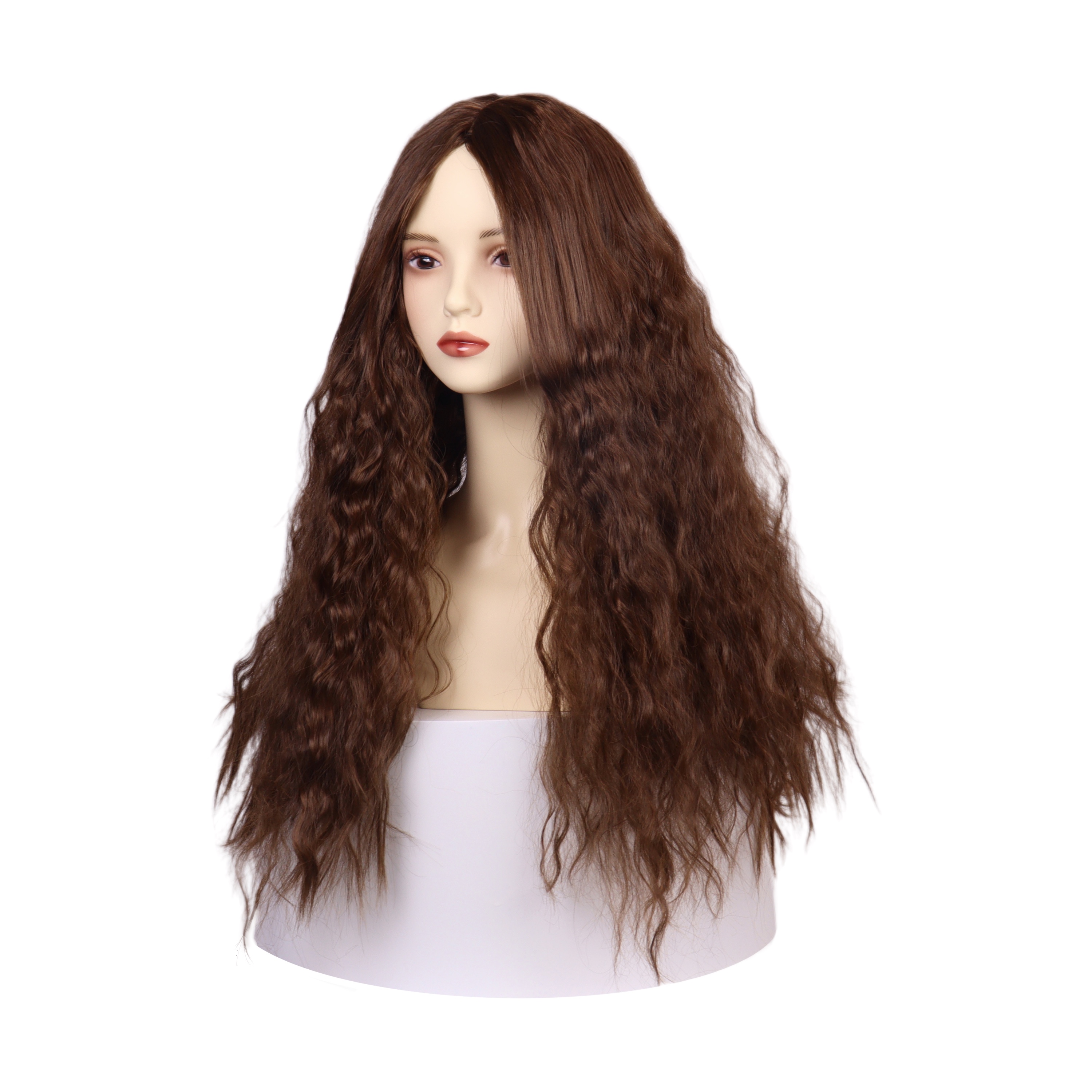 Curly Wig for Woman Full Head Wig Without Bangs Wool Long Curly Hair ...