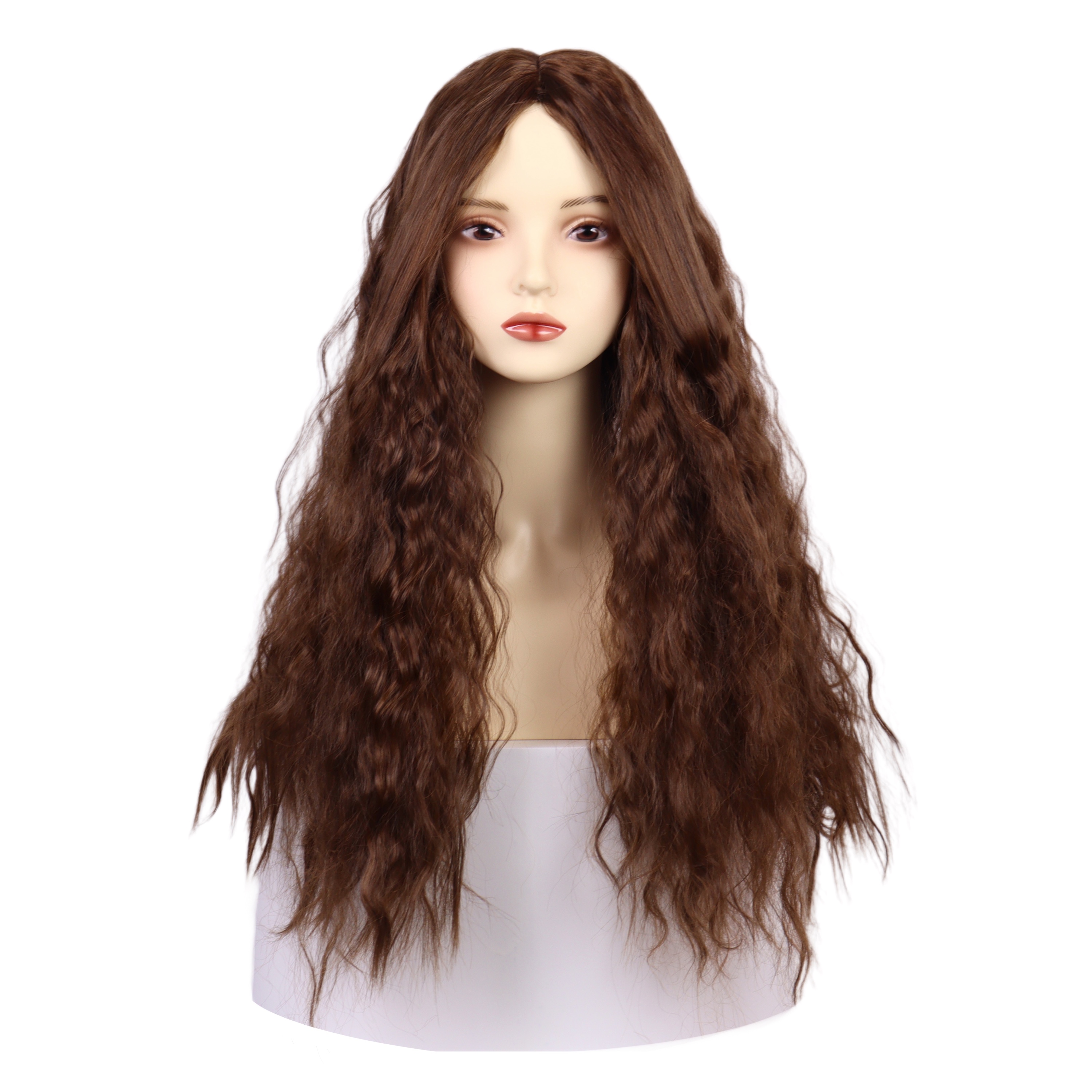 Curly Wig for Woman Full Head Wig Without Bangs Wool Long Curly Hair ...