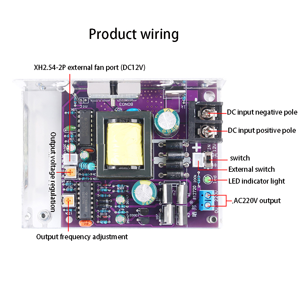 300W Correction Wave Power Inverter Module DC 12V to AC 220V Adjustable ...