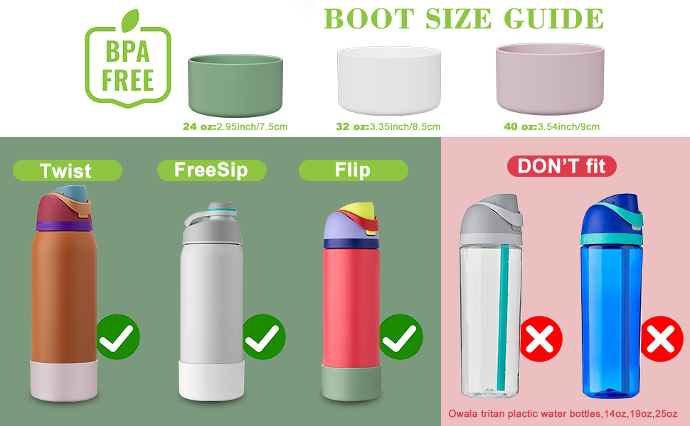 Silicone Boot for Owala Water Bottle 40 oz 32 oz 24 oz 16 oz, Anti-Slip ...