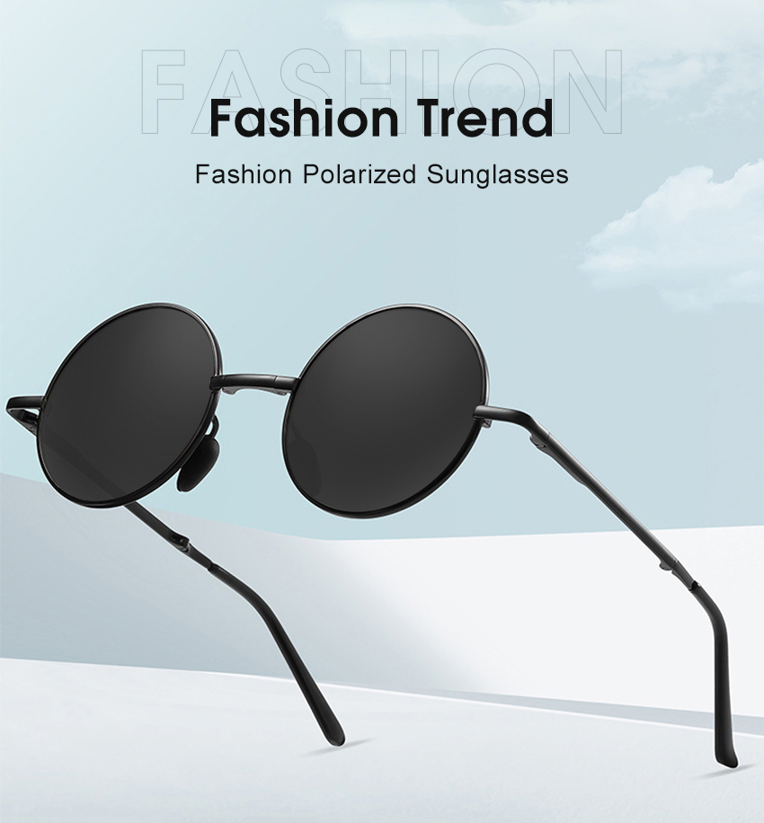 MENSPE Foldable Sunglasses Circular Men Women Polarized Glasses Chic Retro Sunglasses ...