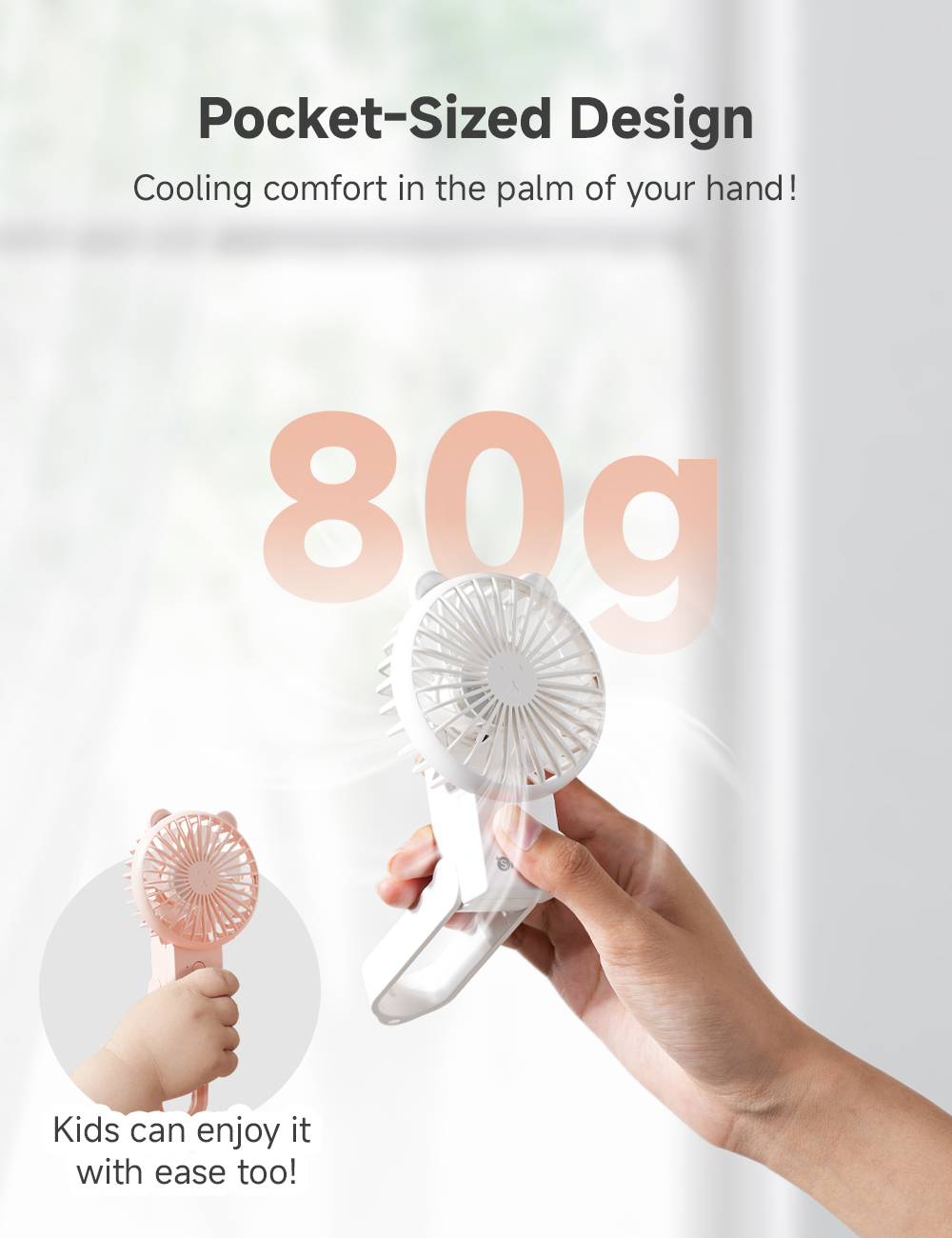 Simplus Mini Fan Handheld Portable Foldable 3 Speed Settings Type-C ...