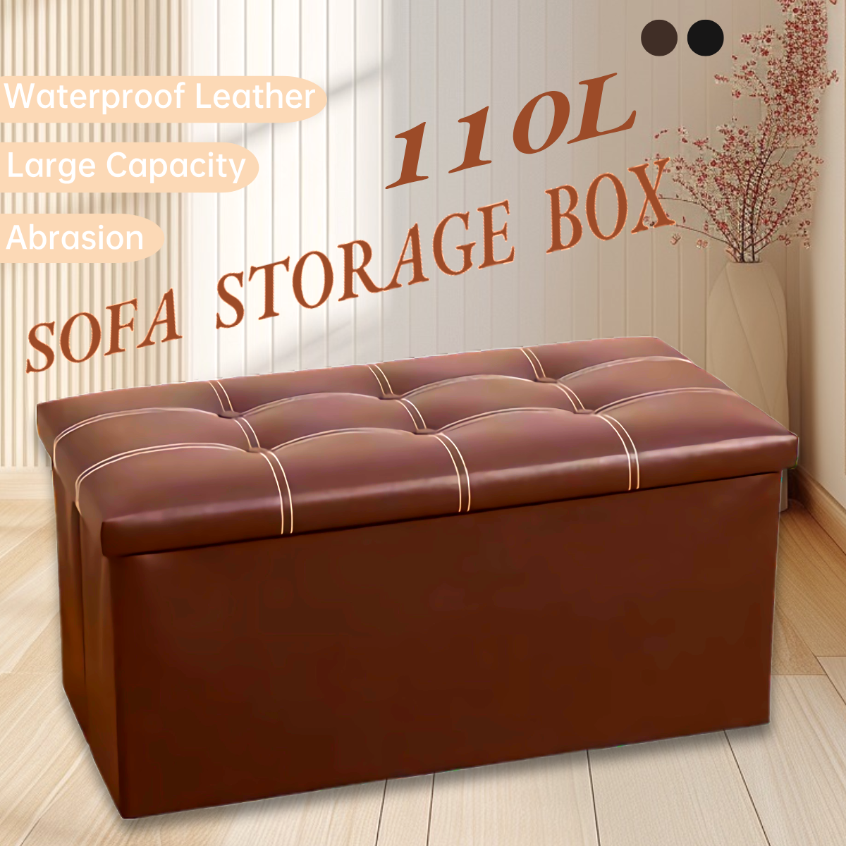 【BUY 1 TAKE 1 】Foldable Ottoman Sofa Box Waterproof PU Leather Stool ...
