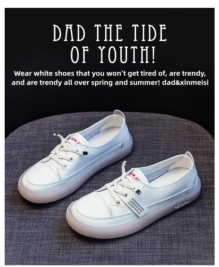 White shoes for women korean casual rubber flat Soft white\green for ...