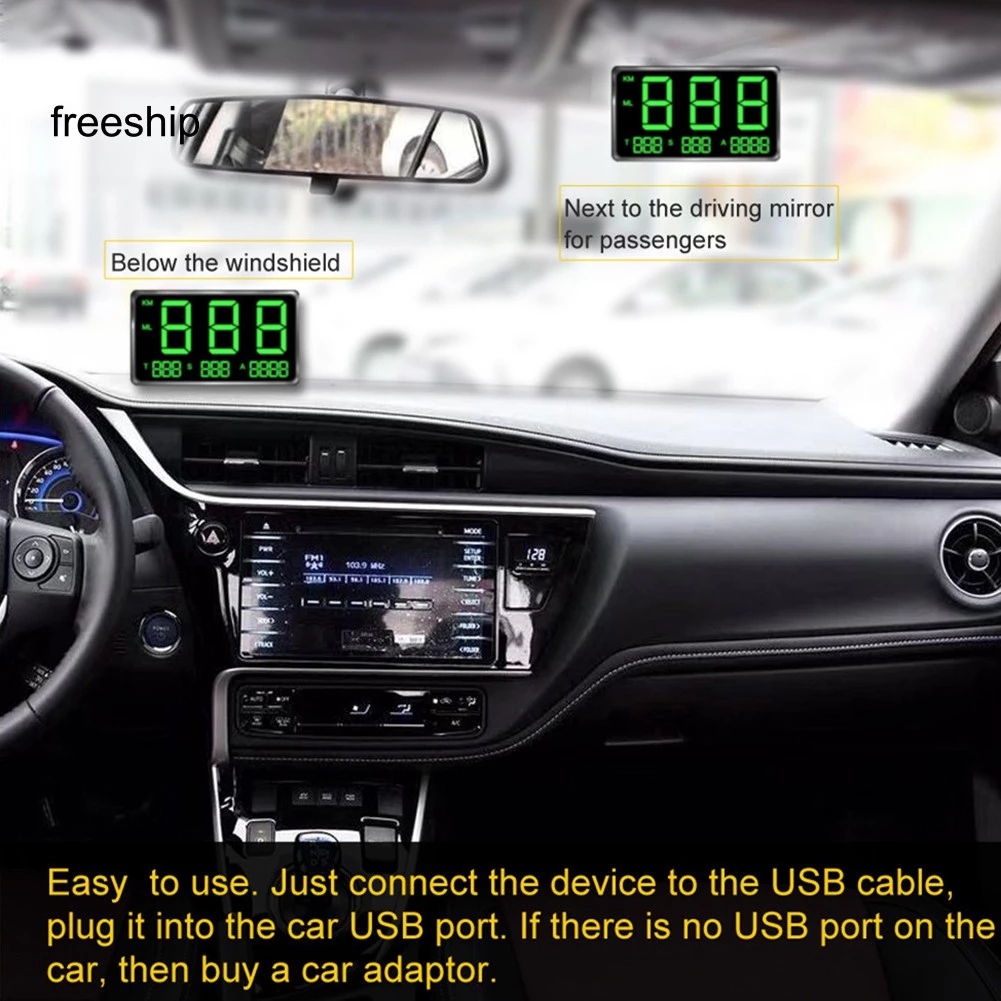 C80 Car HUD GPS Speedometer C80 Speed Display KM/H MPH Car Bike ...