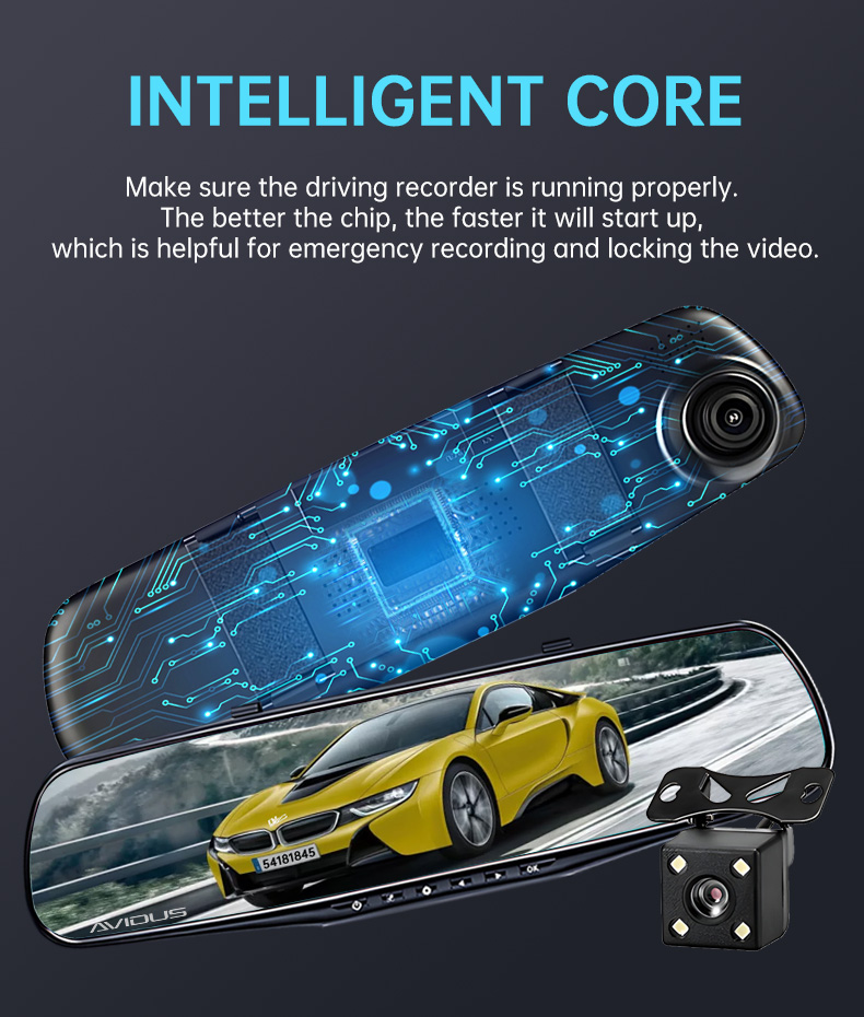 4.3 Car Camera Dash Cam Mirror Car Video Recorder Full HD 1080P Car ...