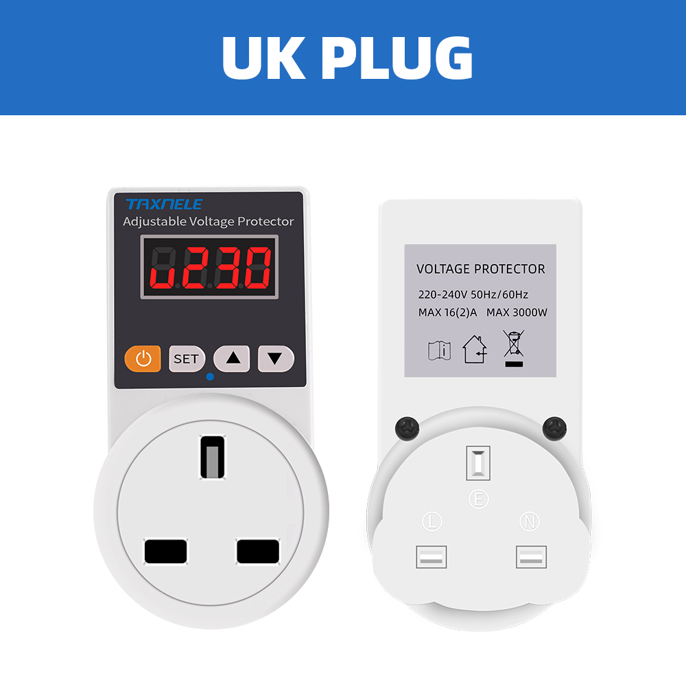 Voltage Protector Socket 220V Adjustable 16A EU UK US Plug Socket ...
