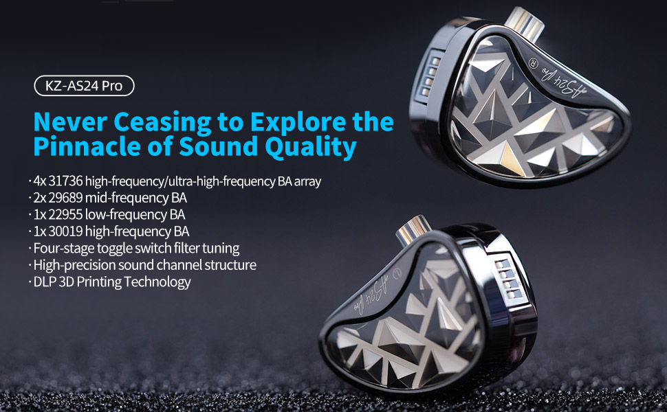 KZ AS24 Pro in-Ear Monitor Headphone, 24BA Drivers High-Performance ...