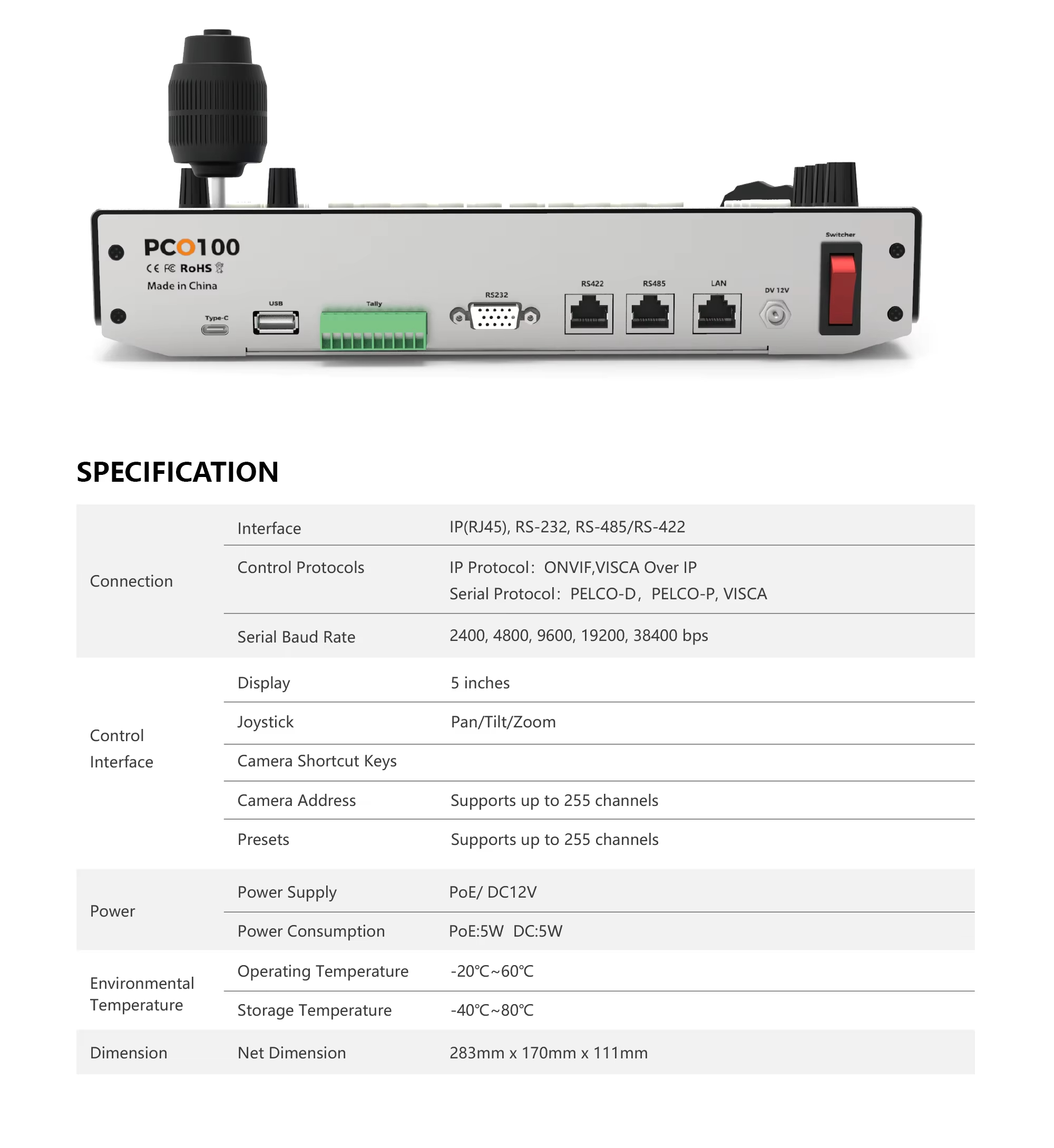 SPROLINK PCO 100 Professional PTZ Camera Controller 10 Camera ...
