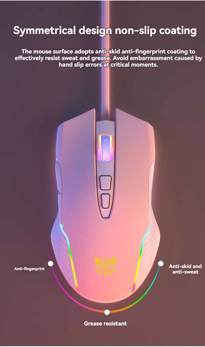 Onikuma CW905 Gaming Mouse for E-Sports Wired RGB Girl Cute Notebook ...