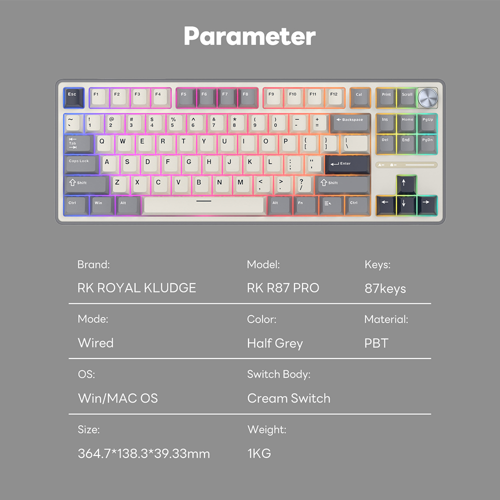 Royal Kludge RK R87PRO 87 Key Wired Professional Game Hotswap ...