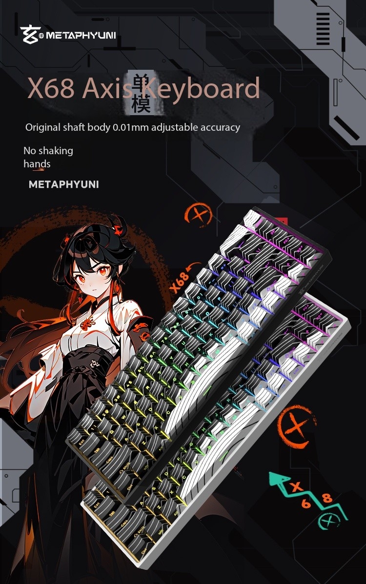 METAPHYUNI X68 Contour Magnetic Switch Mechanical Keyboard, 0.2ms Low ...