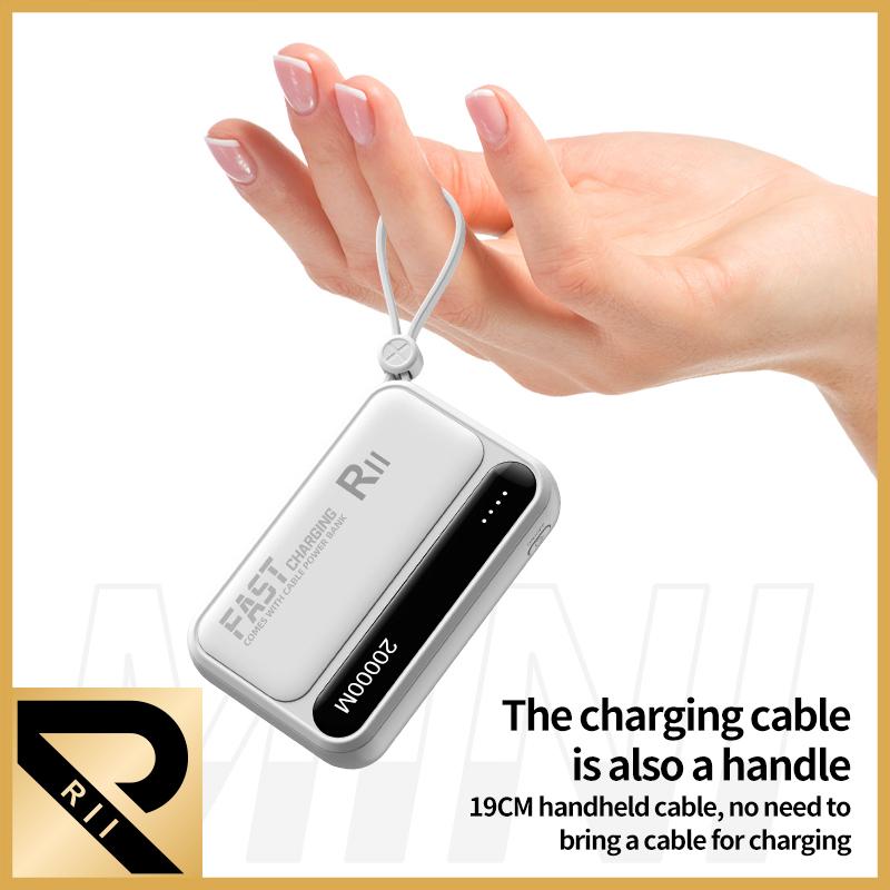RII New R08 20000mah Portable Powerbank with 4 Cables Fast Charging ...