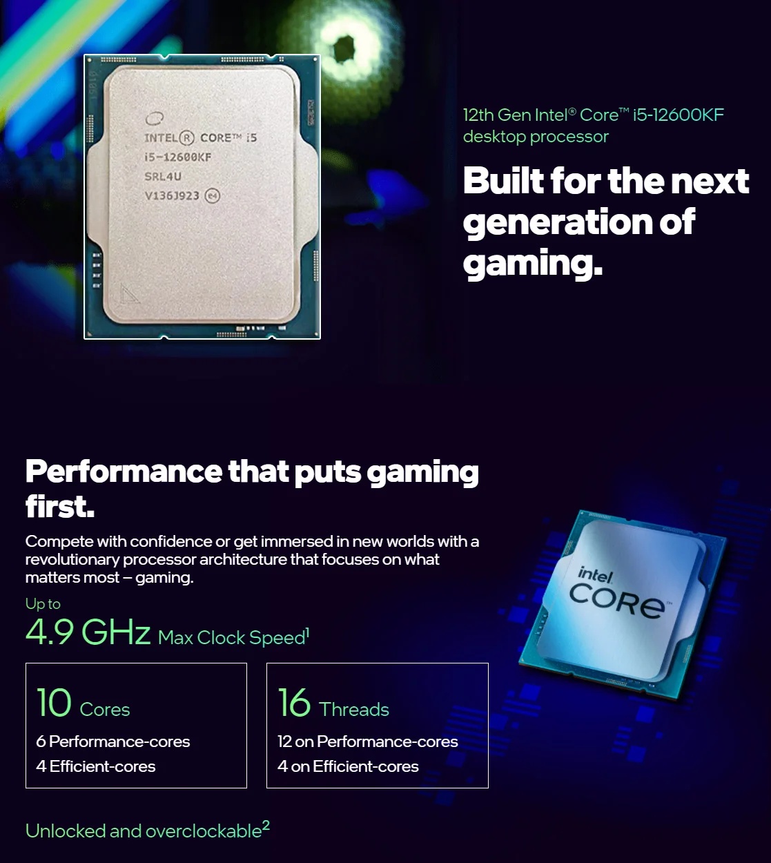 Intel Core i5-12600KF CPU Processor New 10-Core 16-Thread 20M 4.90 GHz ...