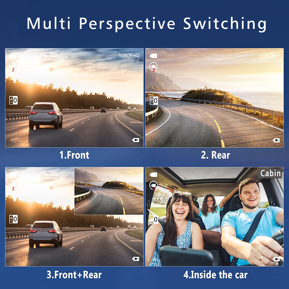 WiFi 3 Channel Dash Cam Cabin Len Car Dvr HD1080P Interior Camera ...