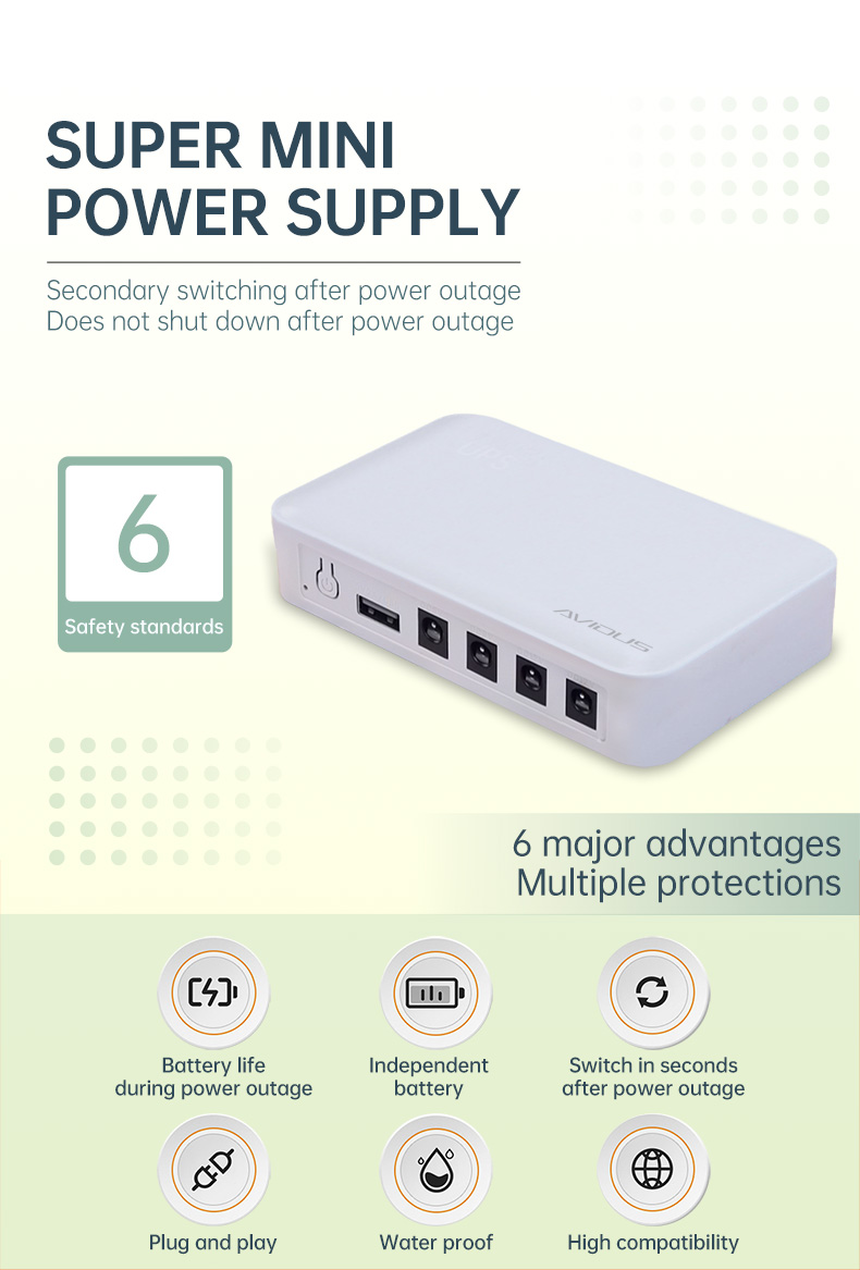 AVIDUS 7800mAh Mini UPS Power For Android And Apple Devices Fast ...