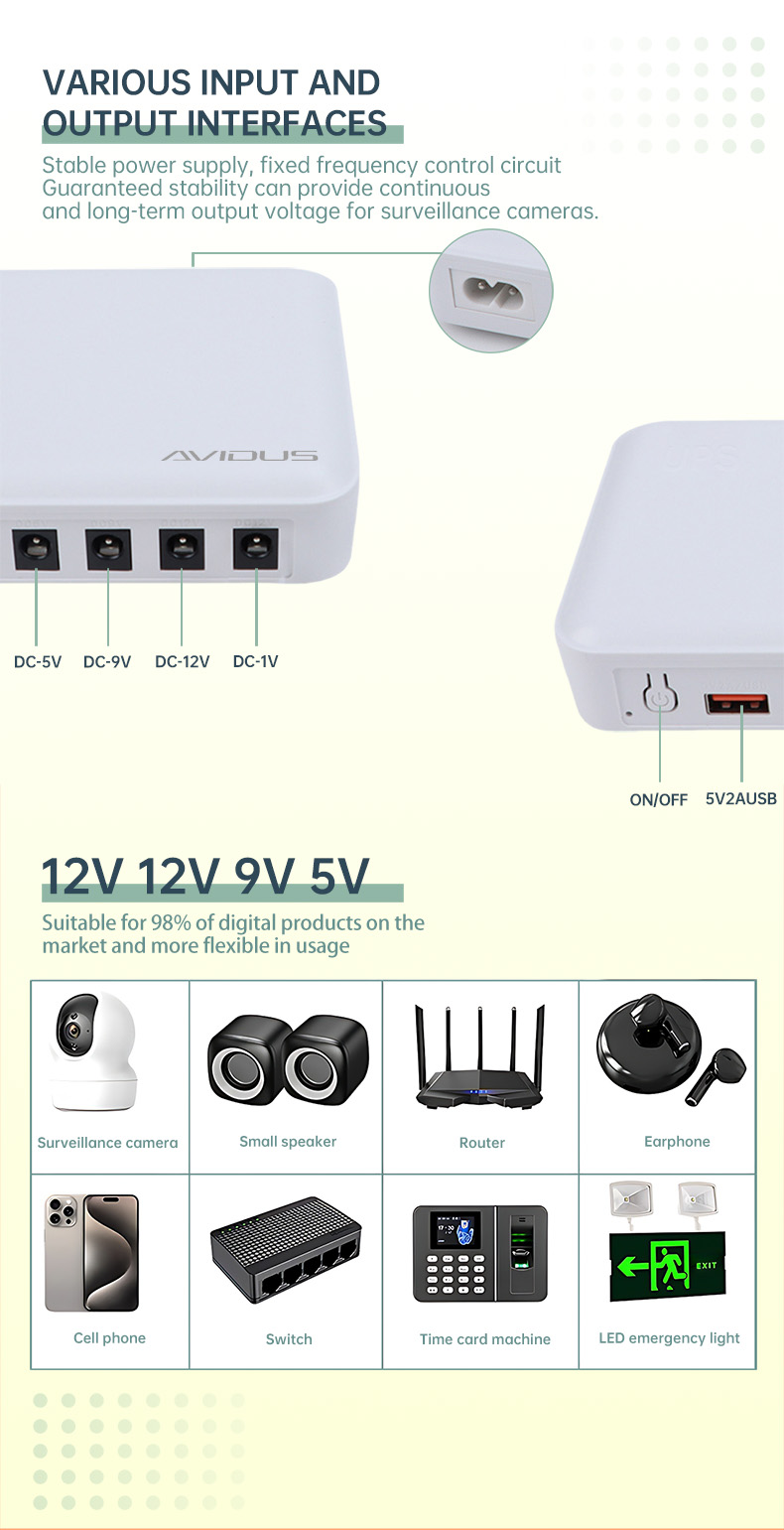 AVIDUS 7800mAh Mini UPS Power For Android And Apple Devices Fast ...