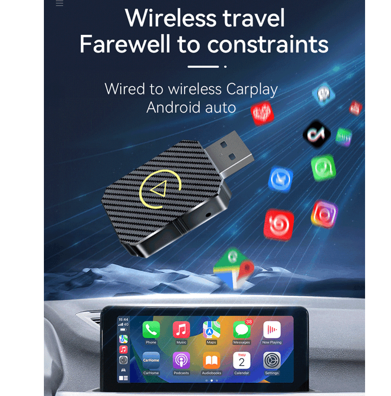 Wireless Carplay Android Auto Adapter 2 in 1 Mini Box Plug&Play CarPlay ...
