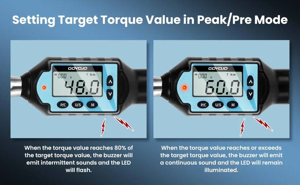 1/2 3/8 1/4 Digital Preset Torque Wrench Bidirectional Ratchet Head Professional Adjustable ...