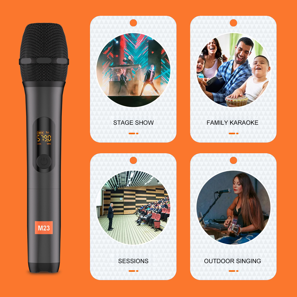 UHF Wireless Microphone M23 with Rechargeable Receiver 5Hour Battery ...