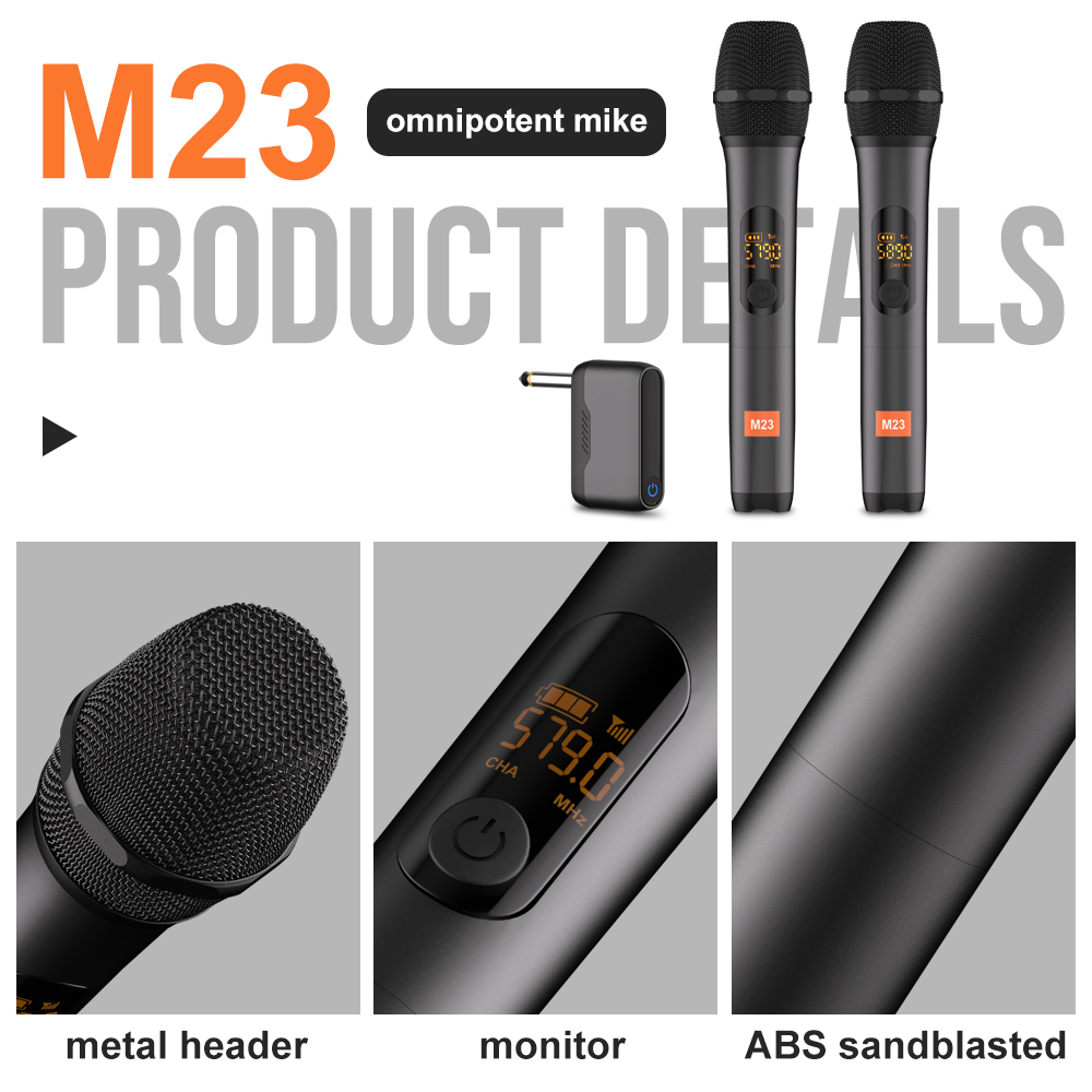 UHF Wireless Microphone M23 with Rechargeable Receiver 5Hour Battery ...