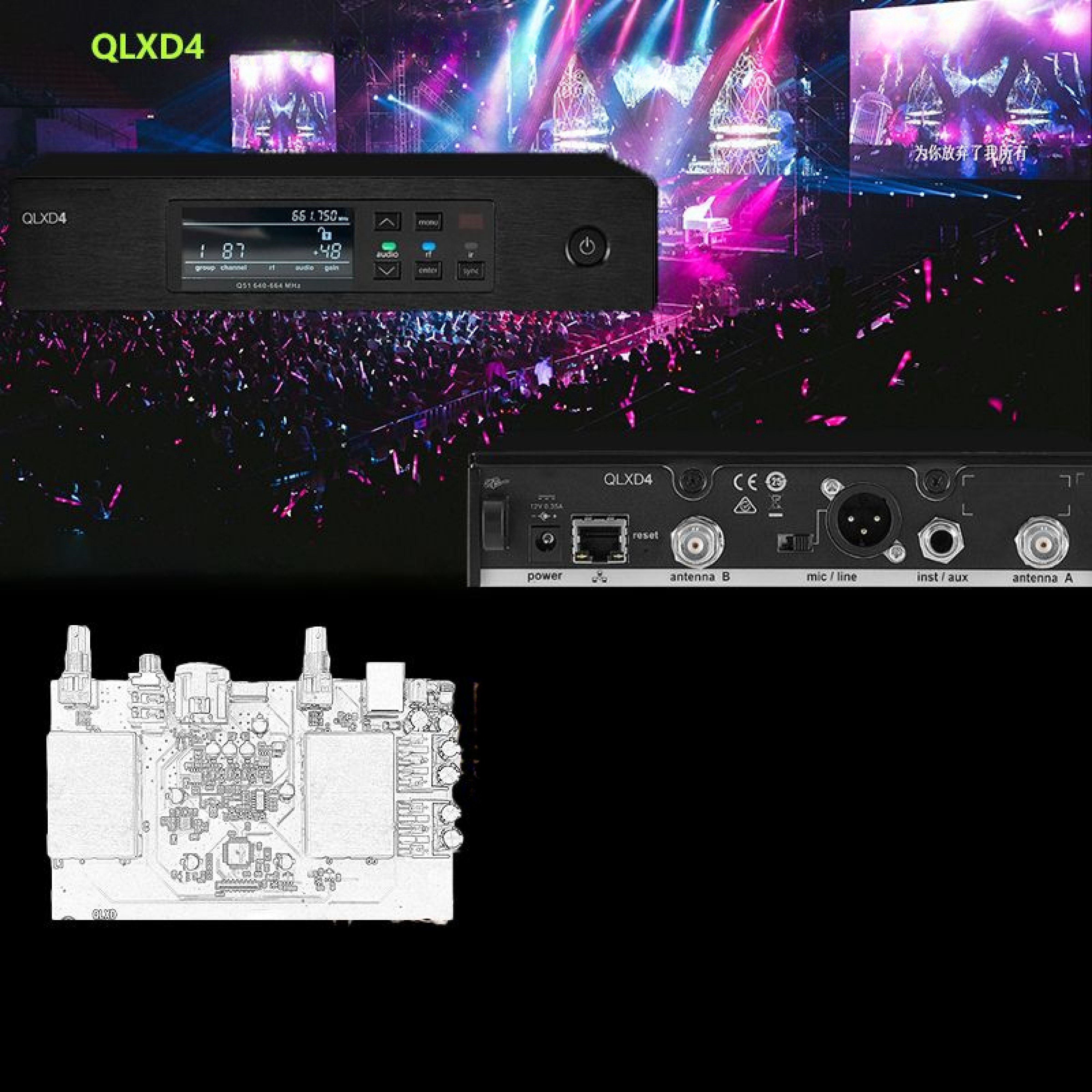 Shure QLXD4 High Quality Professional UHF System Wireless Microphone BETA58A/SM58 Handheld Mic ...