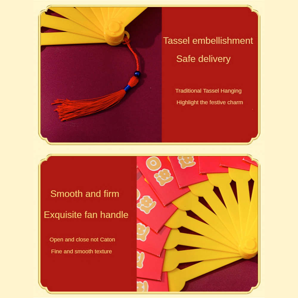 6/8/10 card slots year of the snake CNY Folding Fan Red Envelopes ...