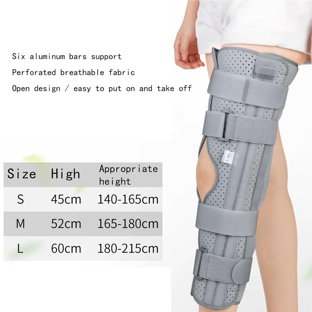 3-Panel Knee Immobilizer Full Leg Support Brace Aluminum Alloy Straight ...