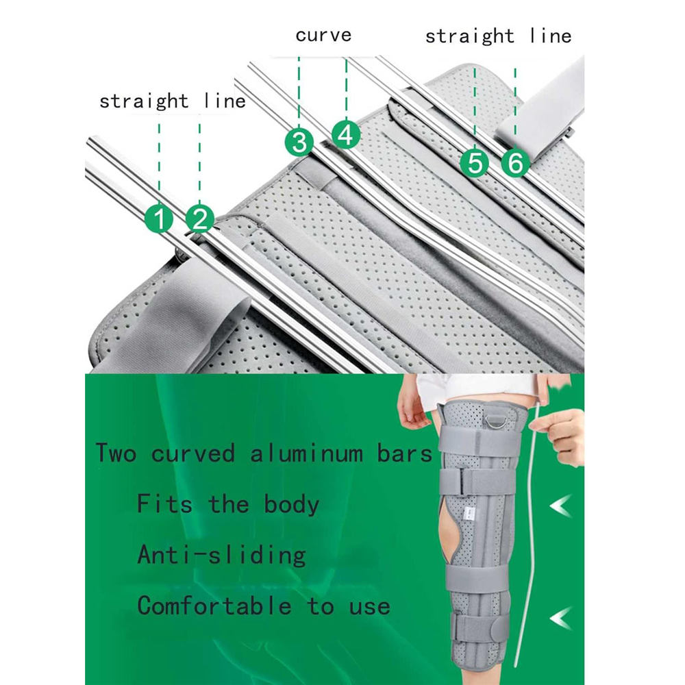 3-Panel Knee Immobilizer Full Leg Support Brace Aluminum Alloy Straight ...