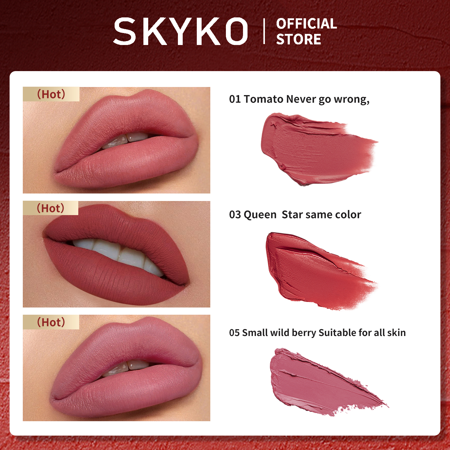 SKYKO Matte Lipstick transferproof Long Lasting Lip Gloss Non-stick Cup ...