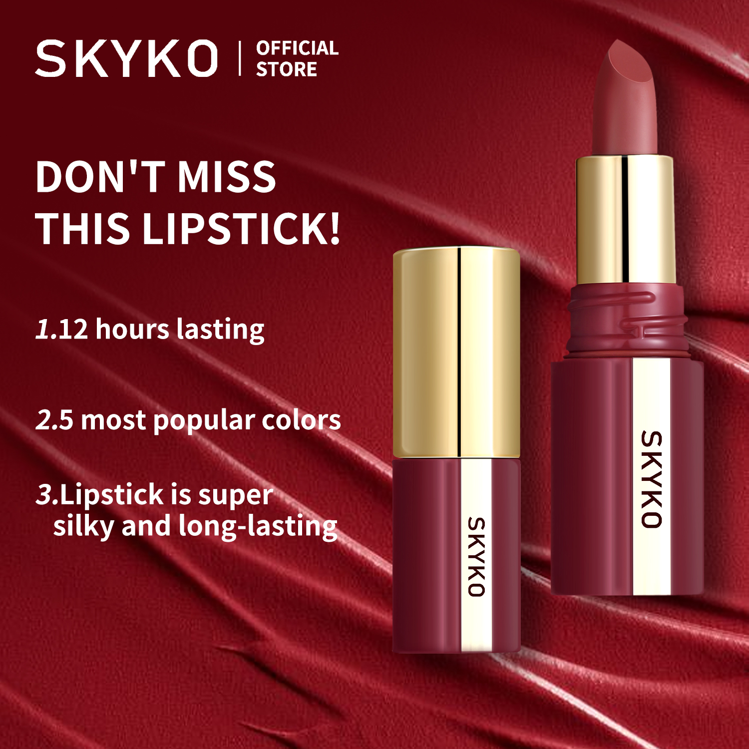 SKYKO Matter Lipstick 5 Colors Waterproof Long Lasting Lip Makeup ...