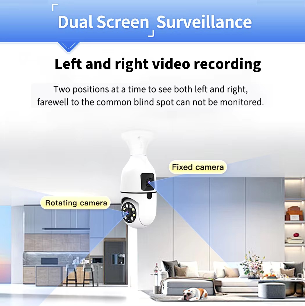 V380 PRO Q19 Plus Dual Lens HD 1080P Siren Alarm Smart CCTV Camera Bulb ...