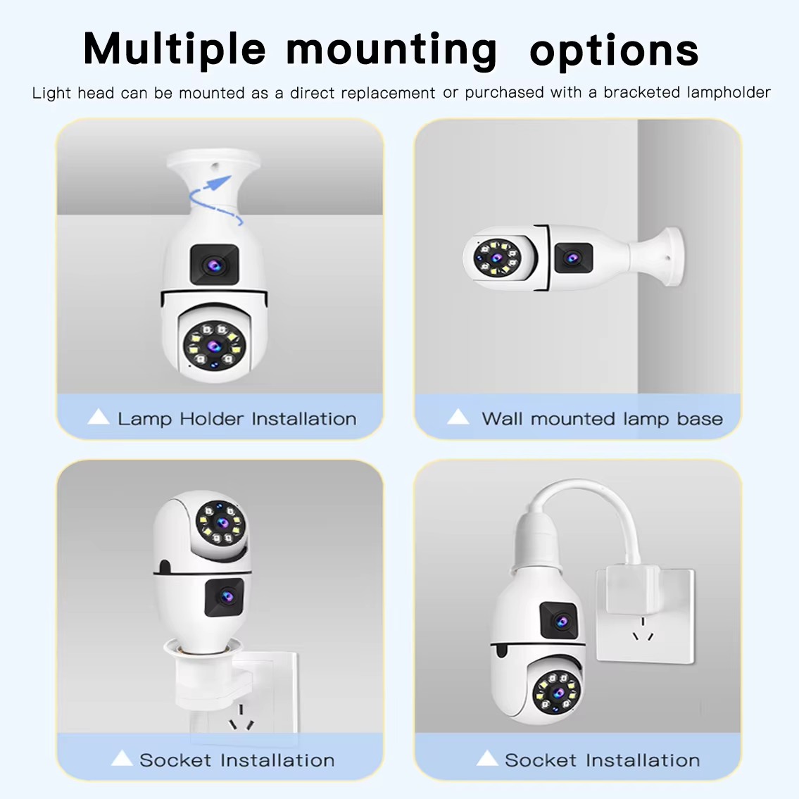 V380 PRO Q19 Plus Dual Lens HD 1080P Siren Alarm Smart CCTV Camera Bulb ...