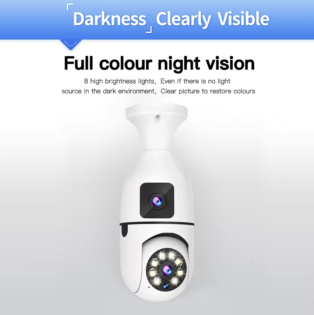 V380 PRO Q19 Plus Dual Lens HD 1080P Siren Alarm Smart CCTV Camera Bulb ...