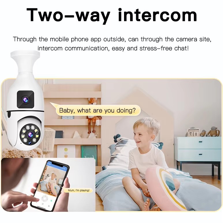 V380 PRO Q19 Plus Dual Lens HD 1080P Siren Alarm Smart CCTV Camera Bulb ...